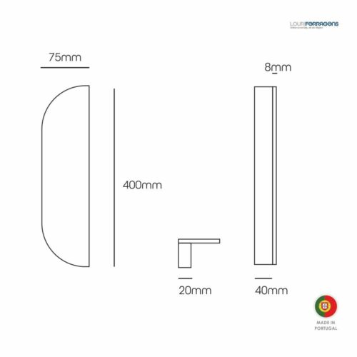 Puxador/Asa Porta Semi Oval Preto - Louriferragens