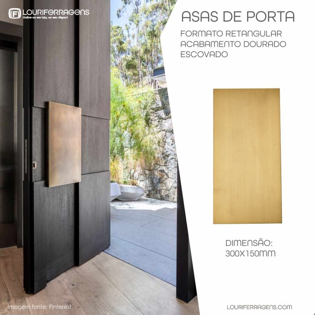 Puxador/Asa Porta Retangular 300x150 Dourado Escovado